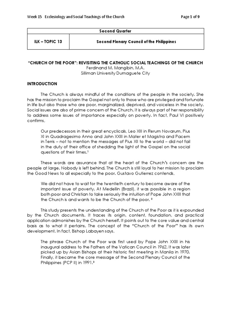 Second Quarter Ilk - Topic 13: Second Plenary Council of The ...