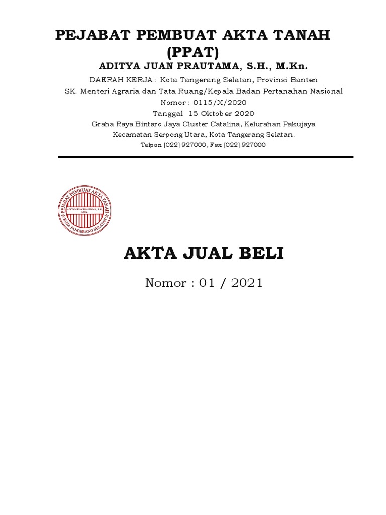 Akta Jual Beli (Lembar Kedua) | PDF | Pengelolaan Keuangan & Uang