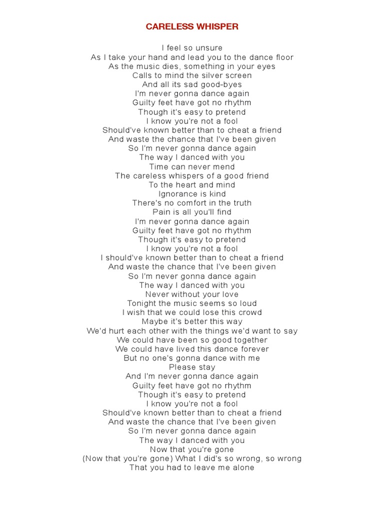 Careless Whisper (Testo) | PDF