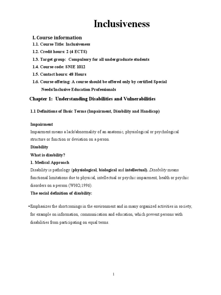 Inclusiveness Module (Short) | PDF | Disability | Inclusion (Education)