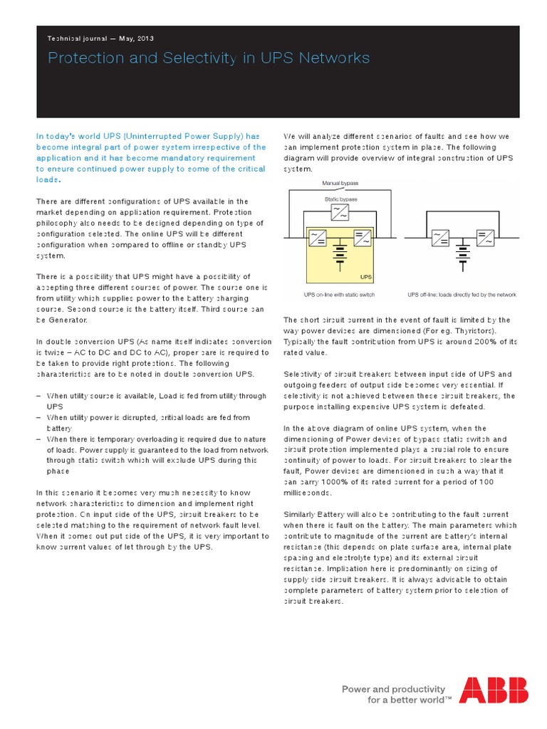 Protection criteria for UPS System | PDF | Power Supply | Manufactured ...