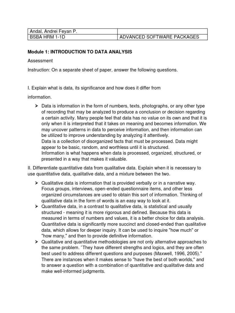 Data Analysis and Spreadsheet Basics | PDF | Information Technology ...
