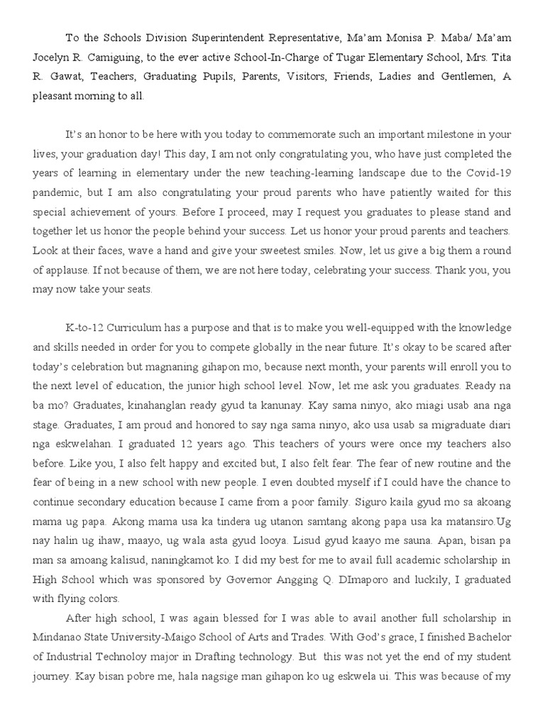 Guest Speaker Speech | PDF | Educational Stages