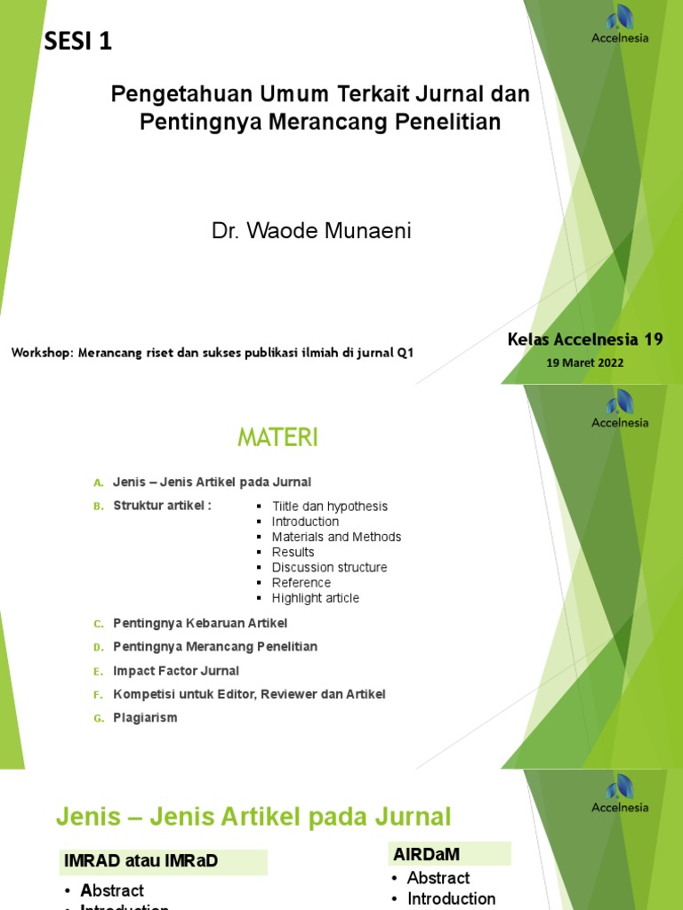 Merancang Riset Dan Sukses Publikasi Ilmiah Di Jurnal Q1 (Sesi1) | PDF