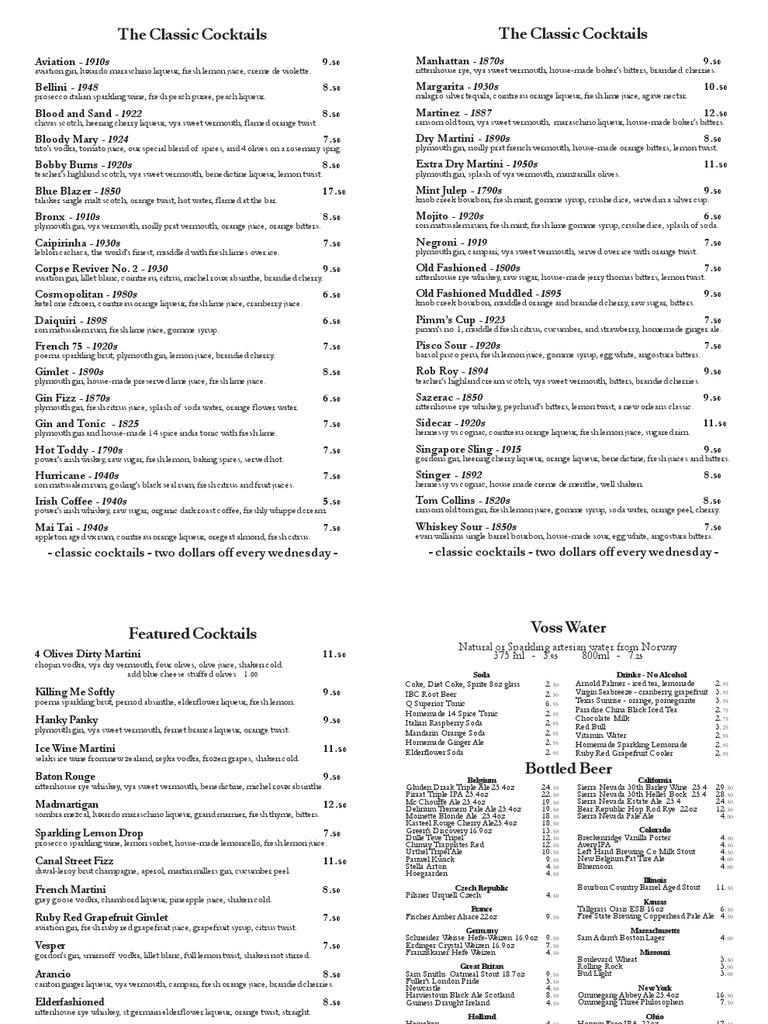 Bar Menu | PDF