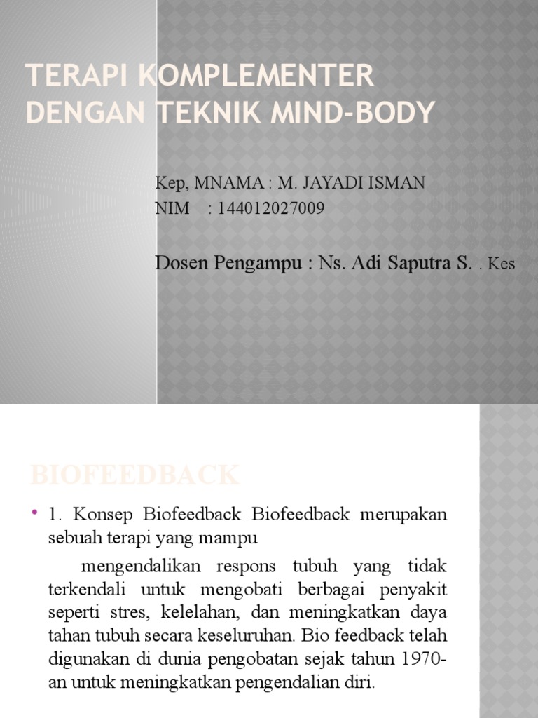 Terapi Komplementer Dengan Teknik Mind-Body | PDF