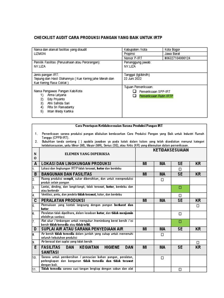 Form 5. Mock Audit Afni Safridasari | PDF