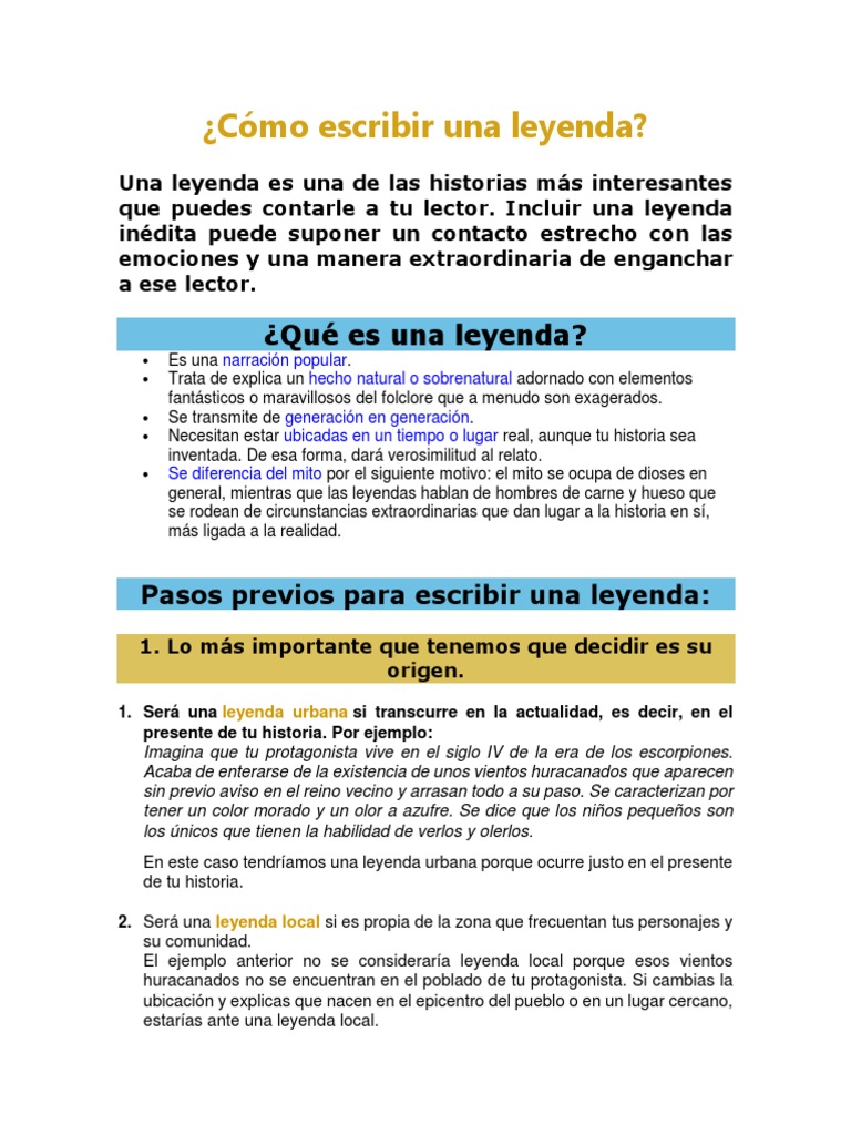 Cómo Escribir Una Leyenda | PDF | Leyendas