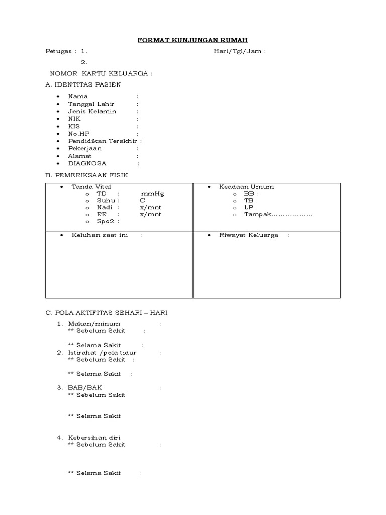 Format Kunjungan Rumah 2021 | PDF