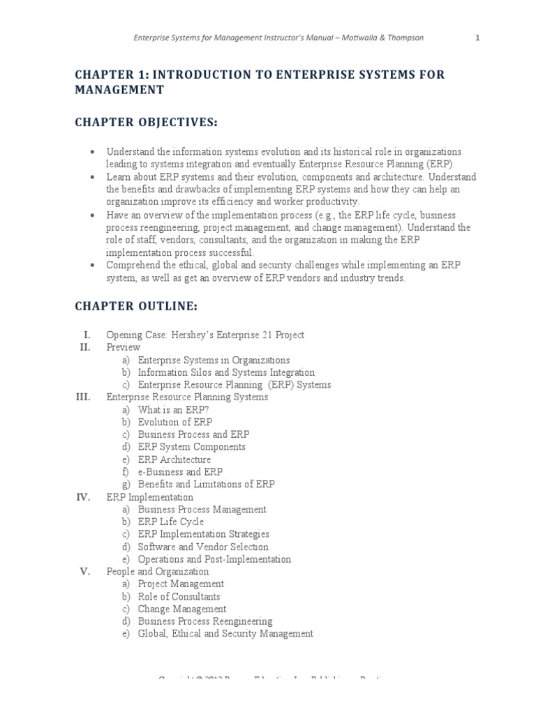 Chapter 1 Introduction To Enterprise Systems For Management | PDF | Enterprise Resource Planning ...