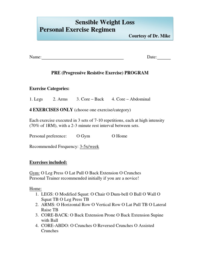 Progressive Resistive Exercise Program | PDF | Wellness