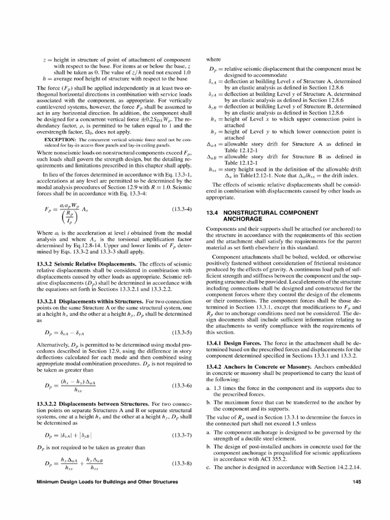 ASCE 7-05 Section13.5 | PDF | Pipe (Fluid Conveyance) | Duct (Flow)