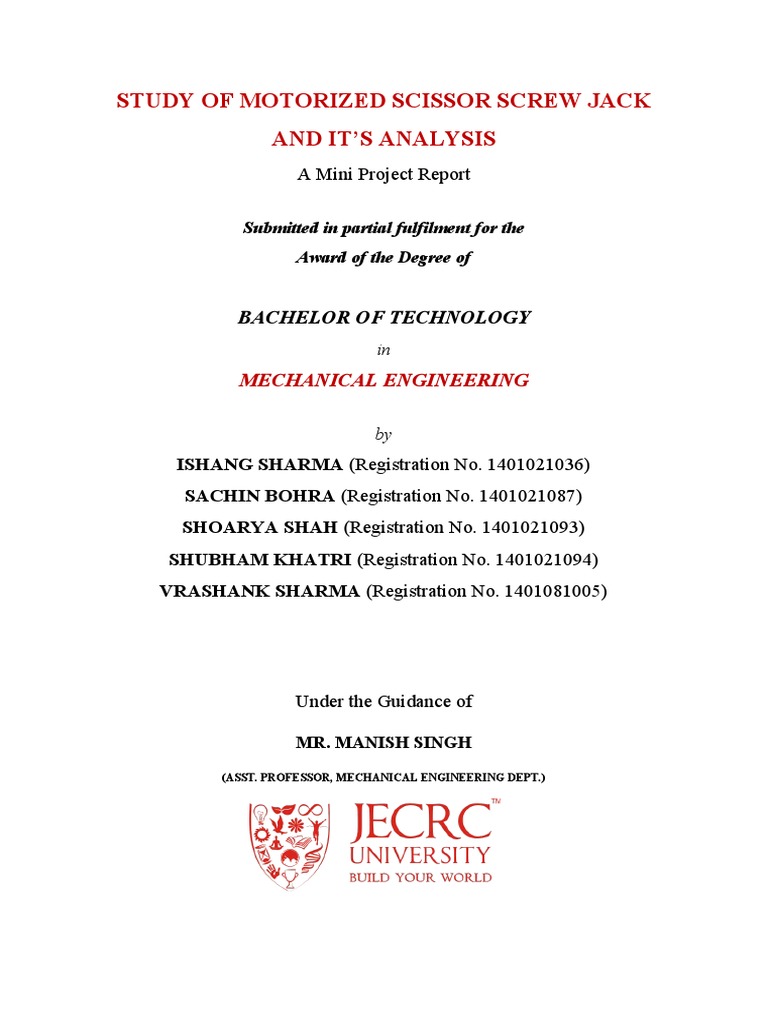 Mini Project Report Format - 2014 Batch | PDF | Machines | Mechanical ...
