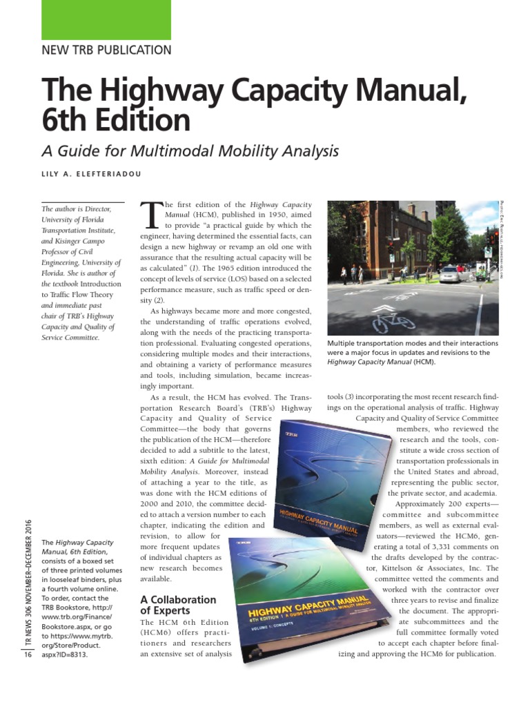 The Highway Capacity Manual, 6th Edition: A Guide For Multimodal Mobility Analysis | PDF ...