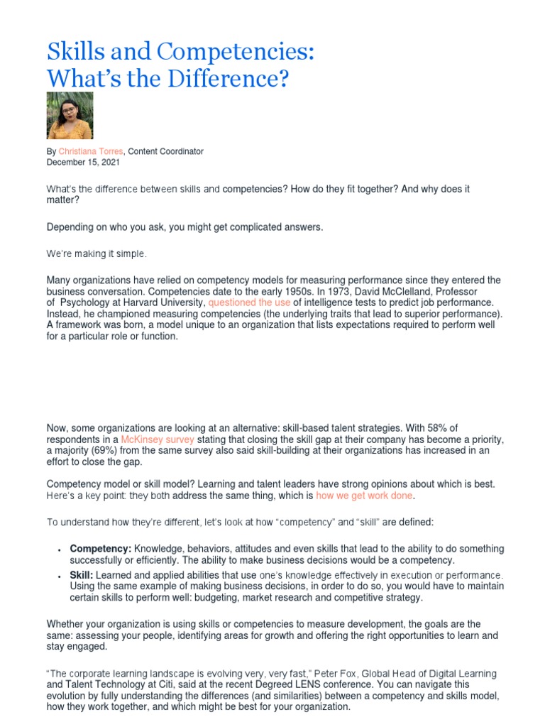 Skills and Competencies What's The Difference 2.3.2022 Mail | PDF ...