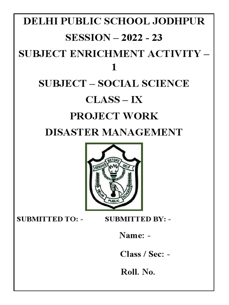 Disaster Management Project for Class IX | PDF