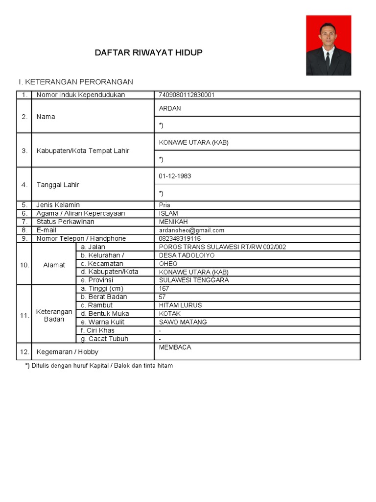 Daftar Riwayat Hidup p3k | PDF