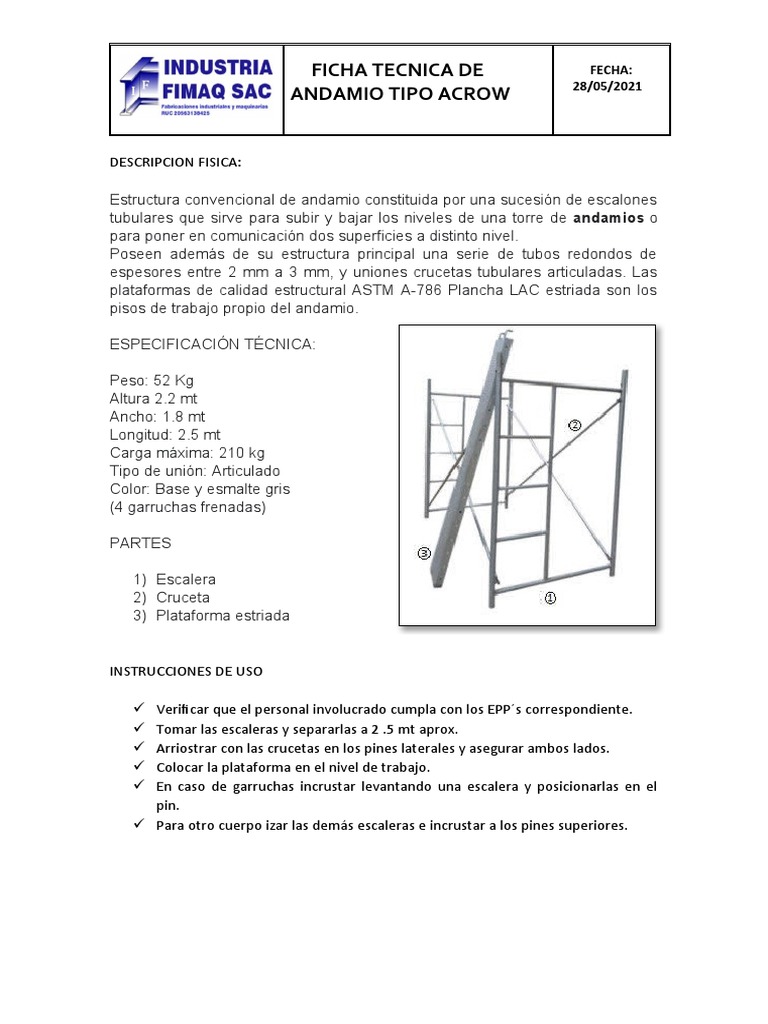 Ficha Tecnica Andamio Acrow | PDF