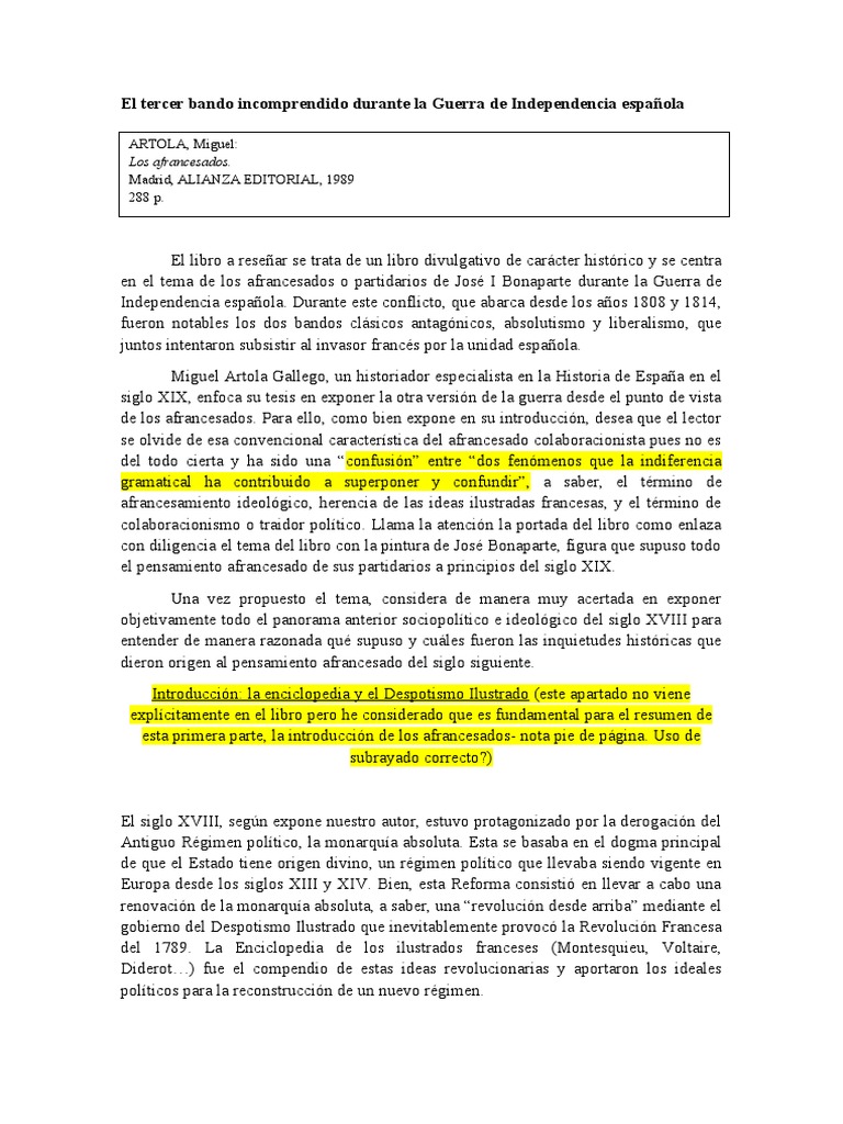 RESEÑA Resumen Del Libro | PDF | España | Era de iluminacion