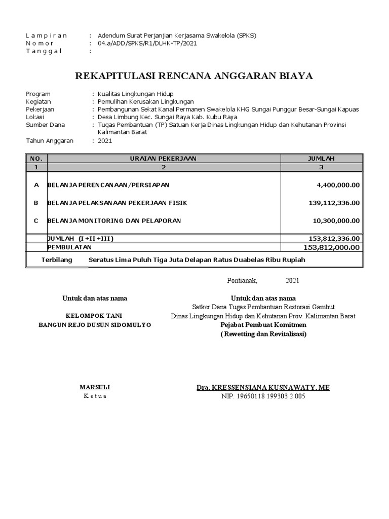 5a. Rab Adendum Bangun Rejo Limbung Add-1 | PDF