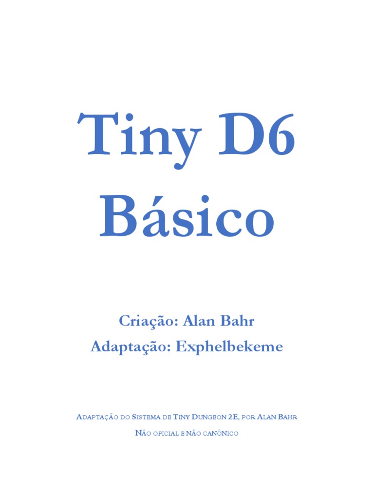 Tiny D6 Básico v1.1 | PDF | Jogos de RPG | Armas de fogo