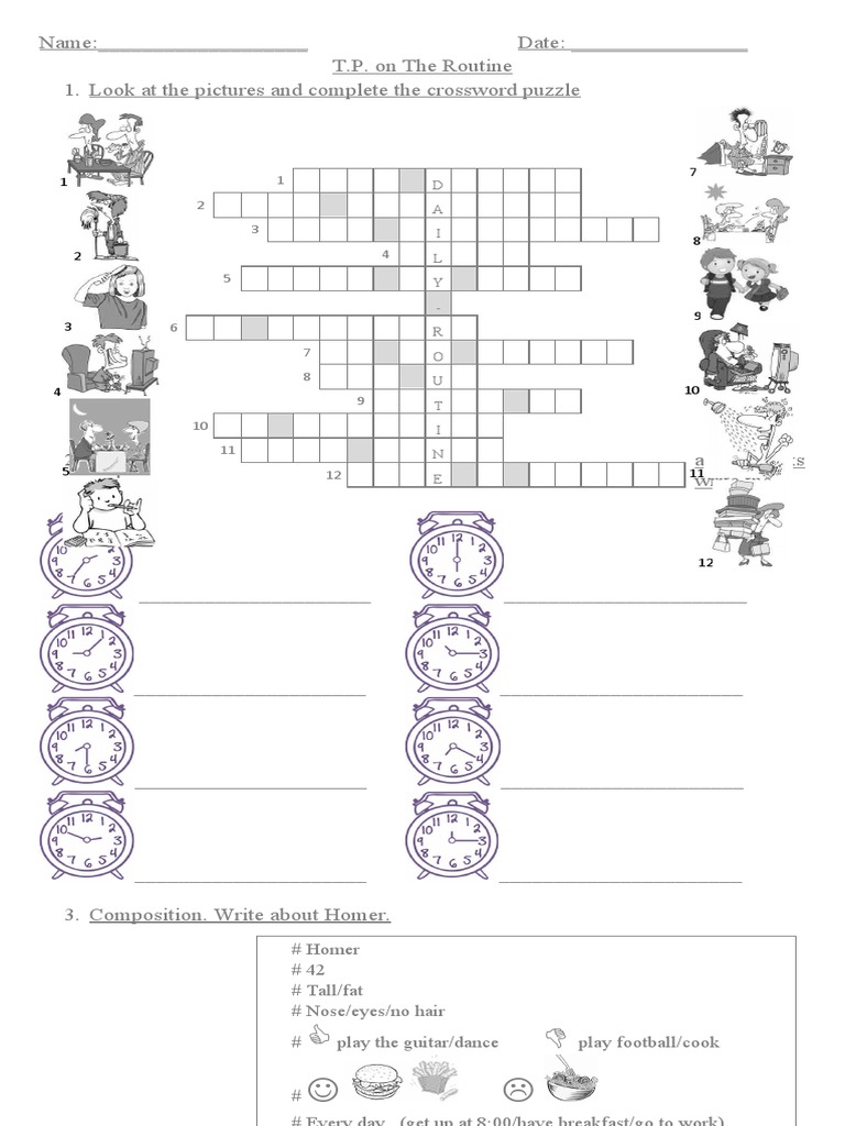 The Routine The Time Crosswords Fun Activities Games - 35033 | PDF ...