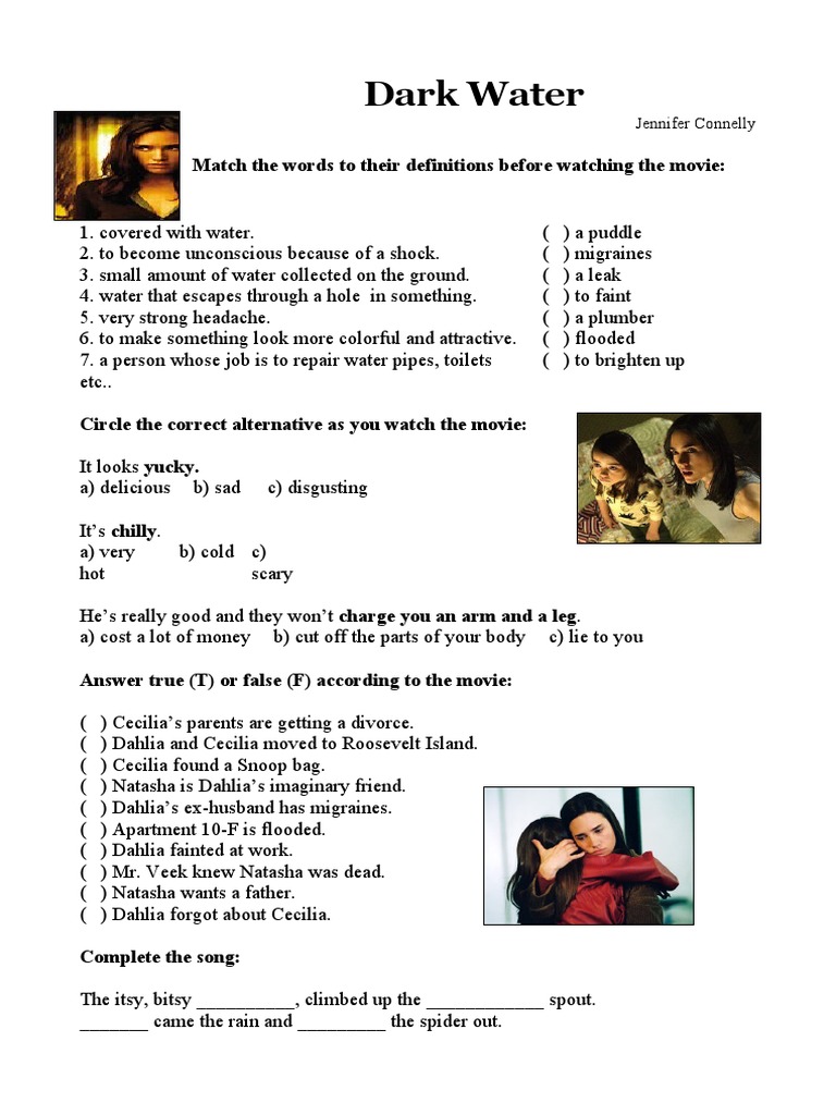 Dark Water: Match The Words To Their Definitions Before Watching The ...