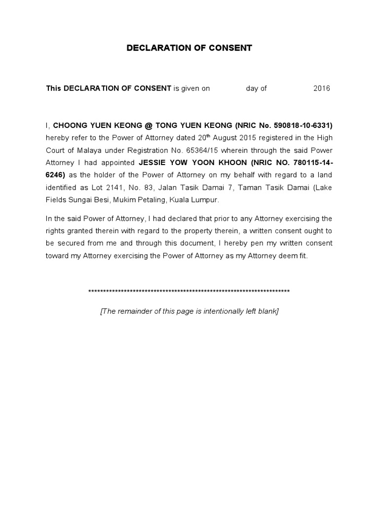 Declaration Of Consent Pdf