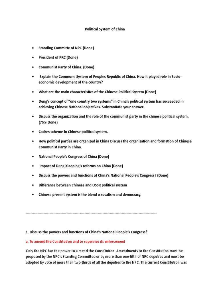 Overview of China's Political System | PDF | China | World Politics