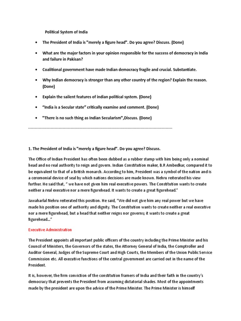 Analysis of Key Features of the Indian Political System | PDF ...