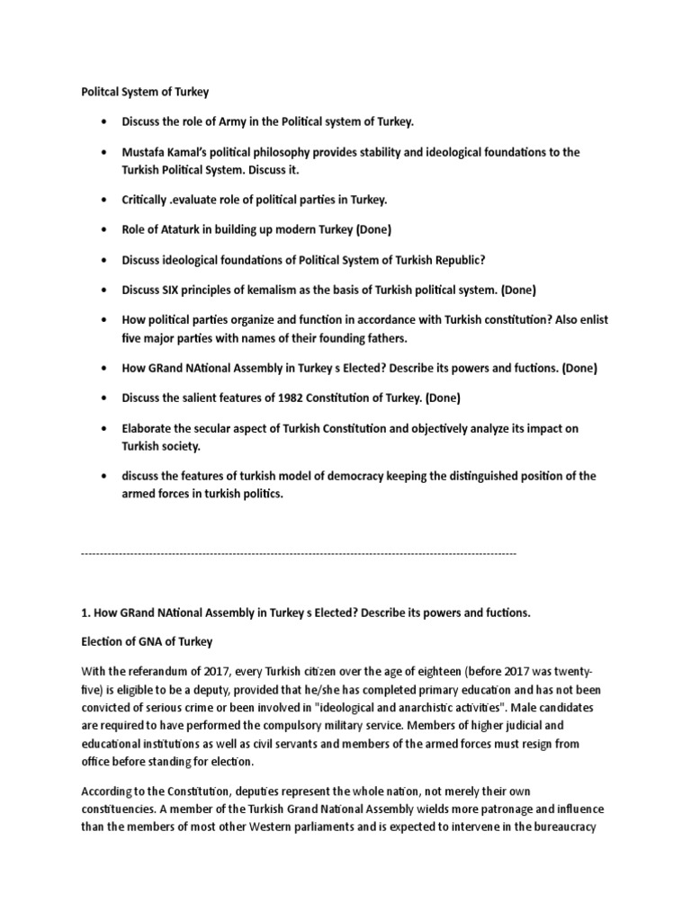 Turkey's Political System Overview | PDF | Mustafa Kemal Atatürk ...