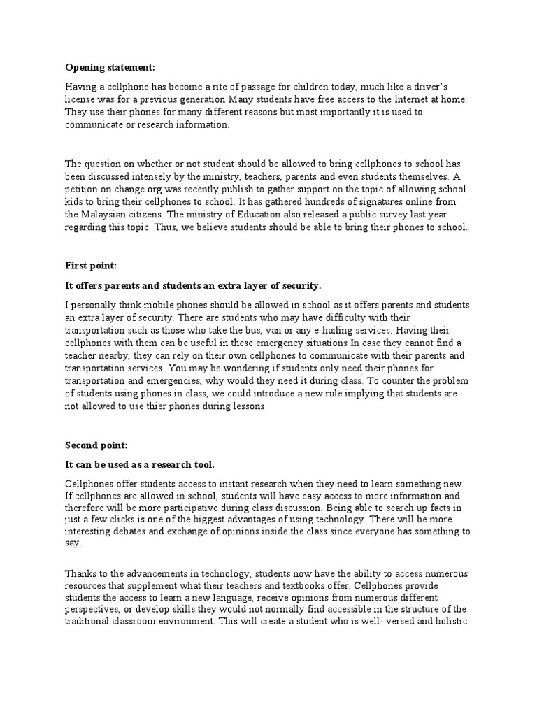 Debate | PDF | Mobile Phones | Schools