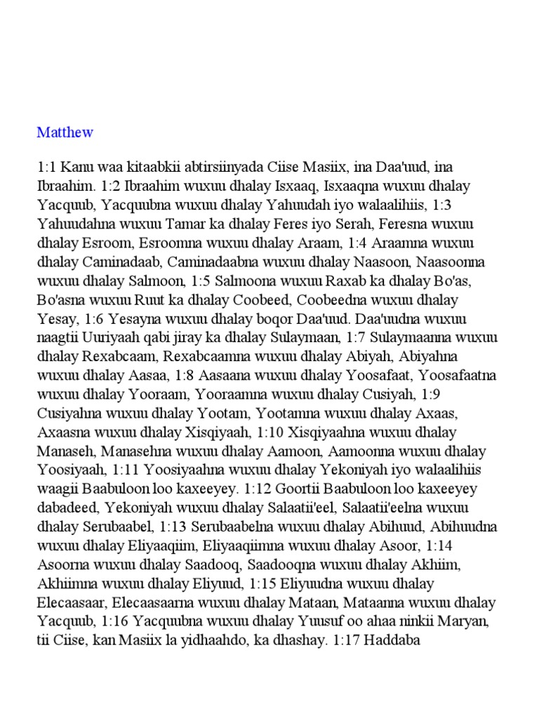 Somali Bible - New Testament | PDF