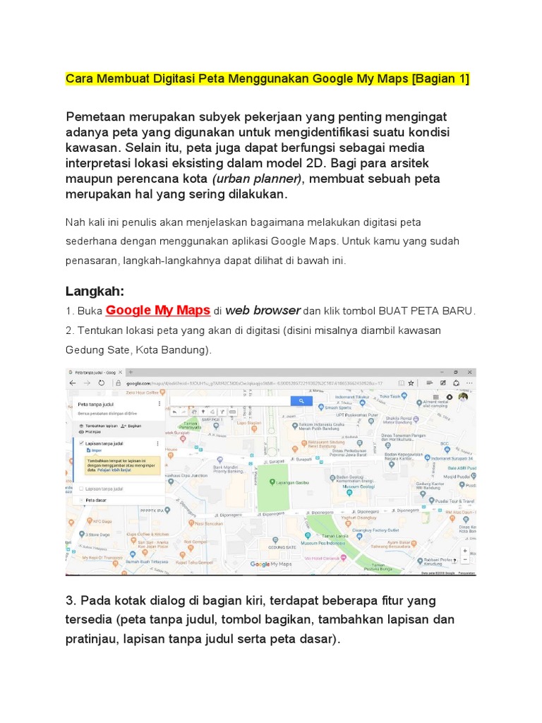 Cara Membuat Digitasi Peta Menggunakan Google My Maps | PDF