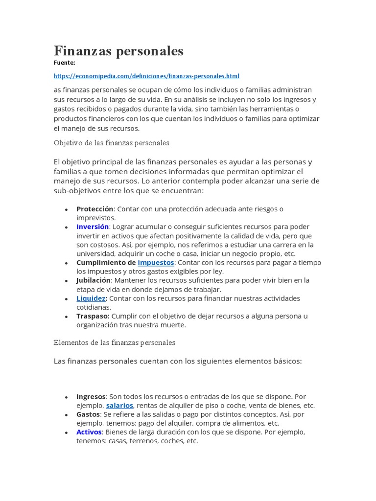 Finanzas Personales | PDF | Finanzas personales | Dinero