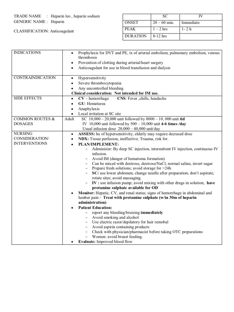 Heparin Injection | PDF | Intravenous Therapy | Blood