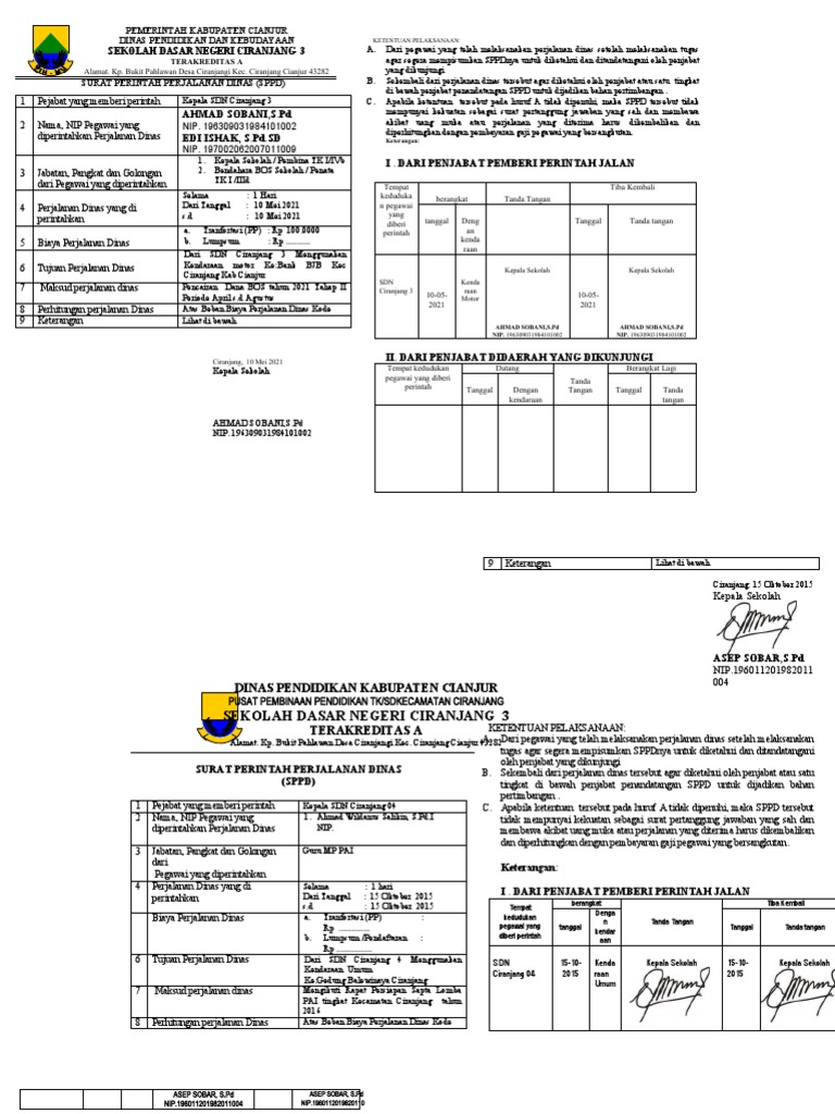 SPPD Pengambilan Dana Bos 2021 | PDF