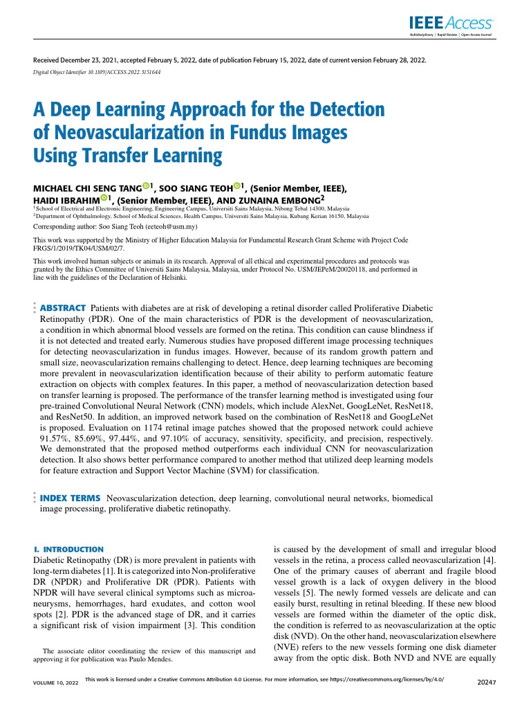 A Deep Learning Approach For The Detection of Neovascularization in ...