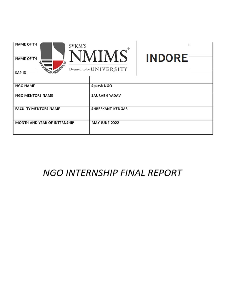 Ngo Internship Final Report | PDF | Career & Growth | Lifestyle