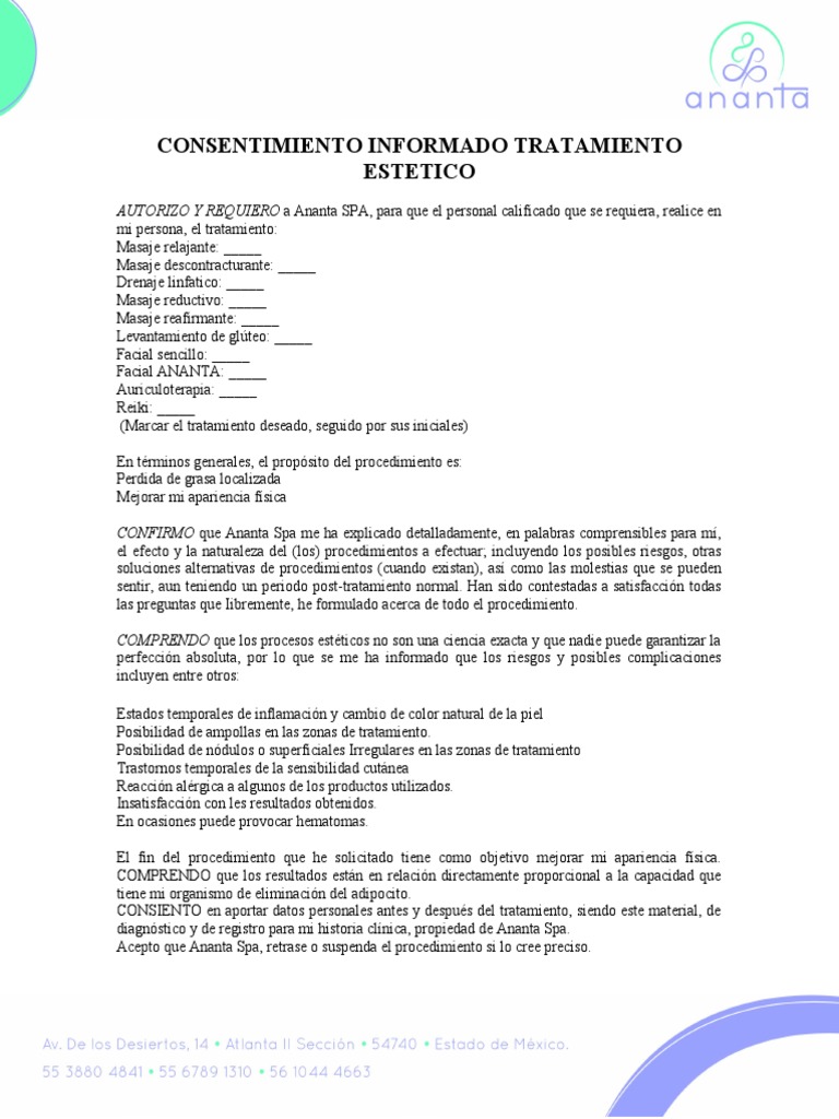 Consentimiento Informado Pdf Masaje Consentimiento Informado