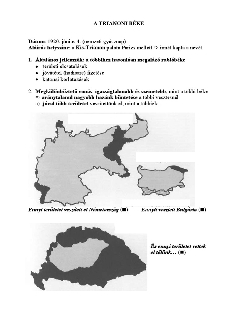 A TRIANONI BÉKE. Dátum - 1920. Június 4. (Nemzeti Gyásznap) Aláírás ...