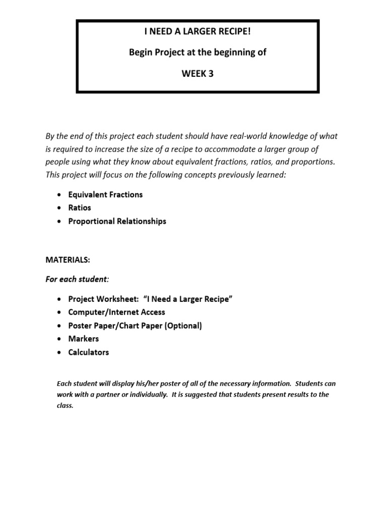 Larger Recipe Project | PDF | Recipe | Ratio