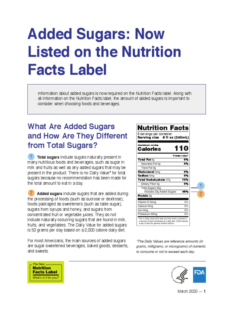 Added Sugars: Now Listed On The Nutrition Facts Label | PDF | Nutrition ...