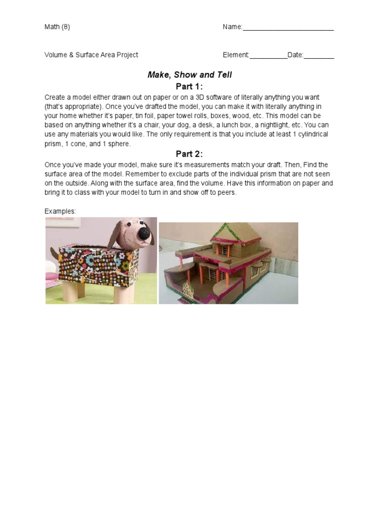 Volume and Surface Area Project | PDF | Area | Geometry