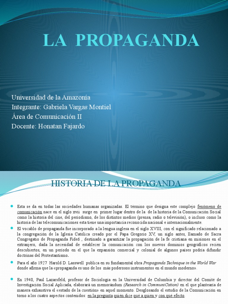 Historia y Definición de la Propaganda | PDF | Propaganda | Comunicación