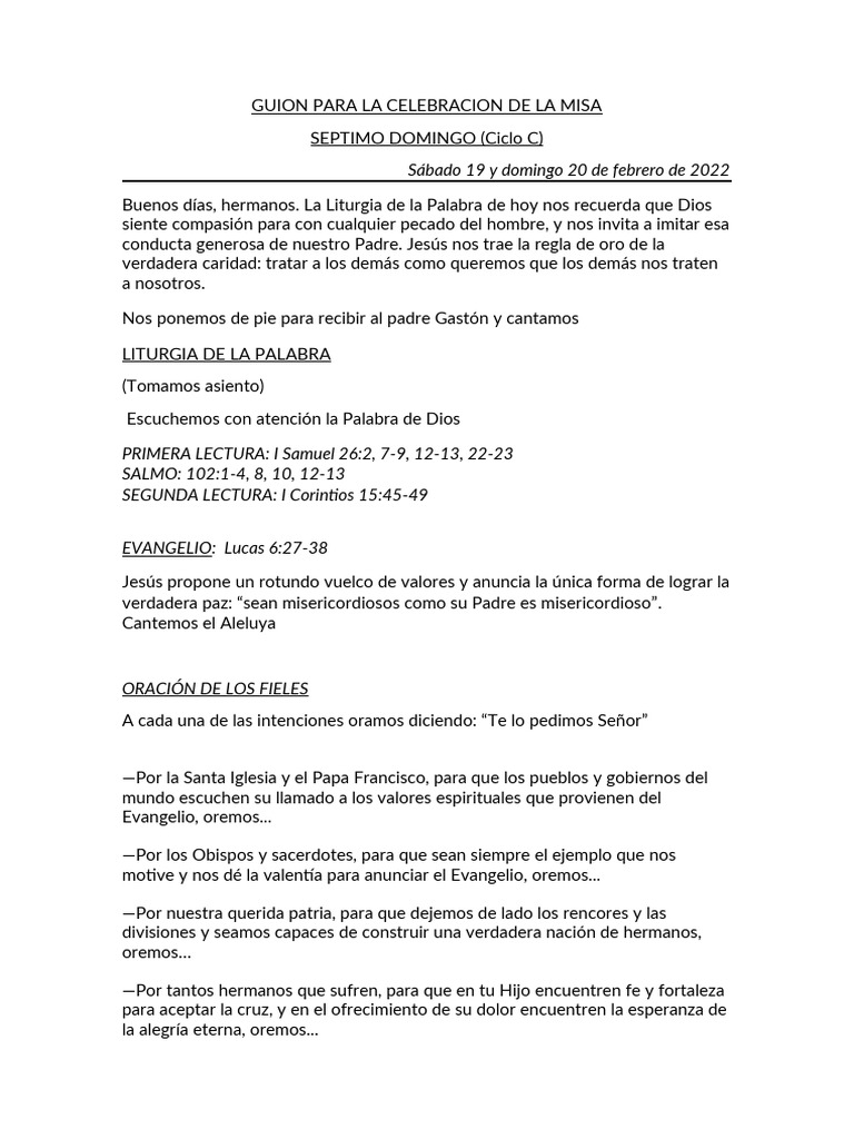 Guion para La Celebracion de La Misa | PDF