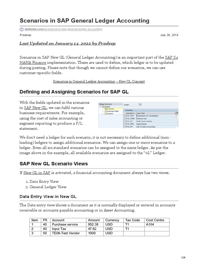 Scenarios in SAP General Ledger Accounting | PDF | Return On Investment ...