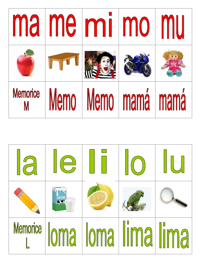 MEMORICE - SILABA INICIAL M, P, L, S | PDF