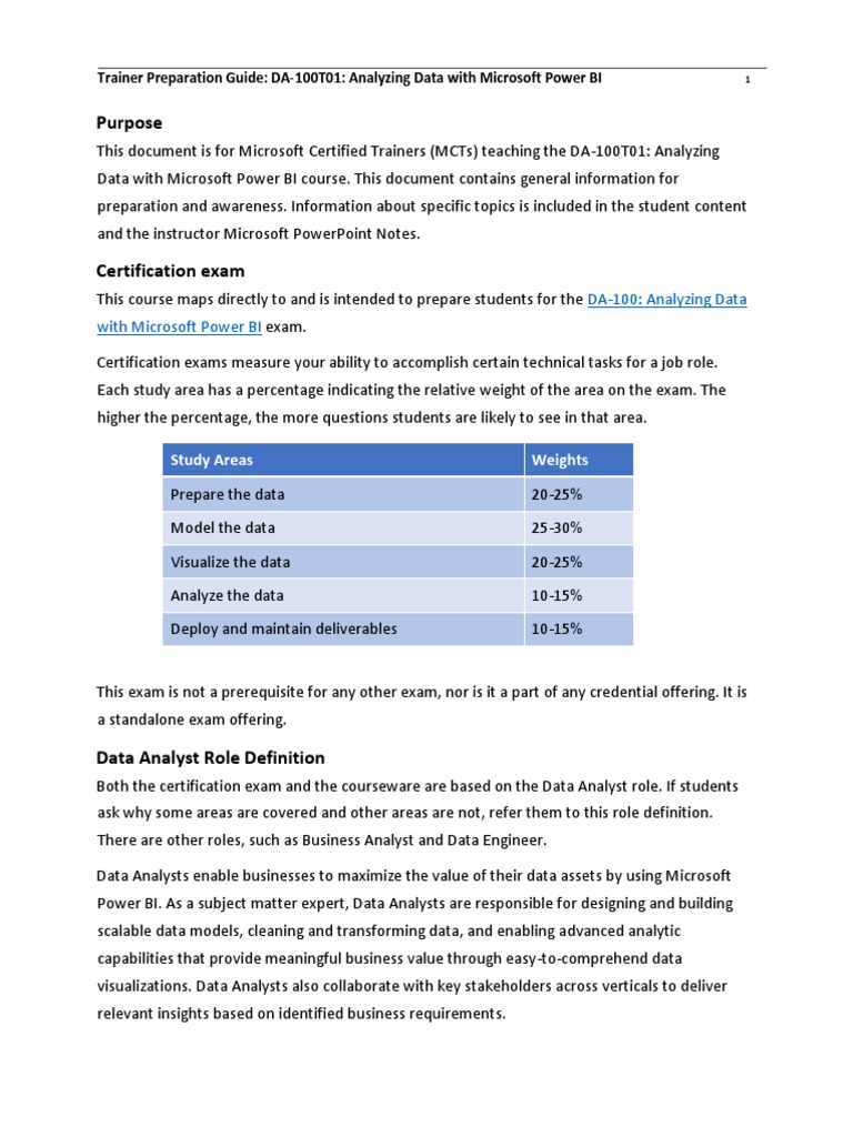 DA-100T00A-ENU-TrainerPrepGuide | PDF | Data Analysis | Cloud Computing