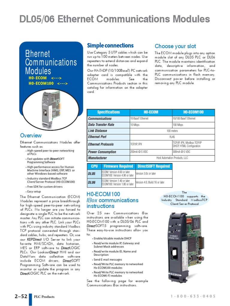 H0 ECOM100 Spec Eng | PDF | Programmable Logic Controller | Computer Network